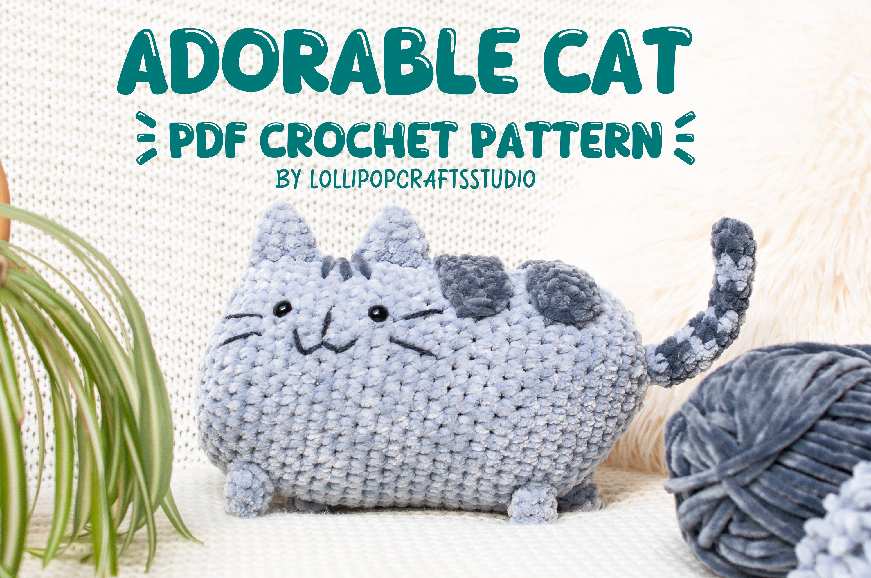 Cat Crochet Pattern PDF - Easy Amigurumi Cat Plushie - Cute Cat Low Sew ...