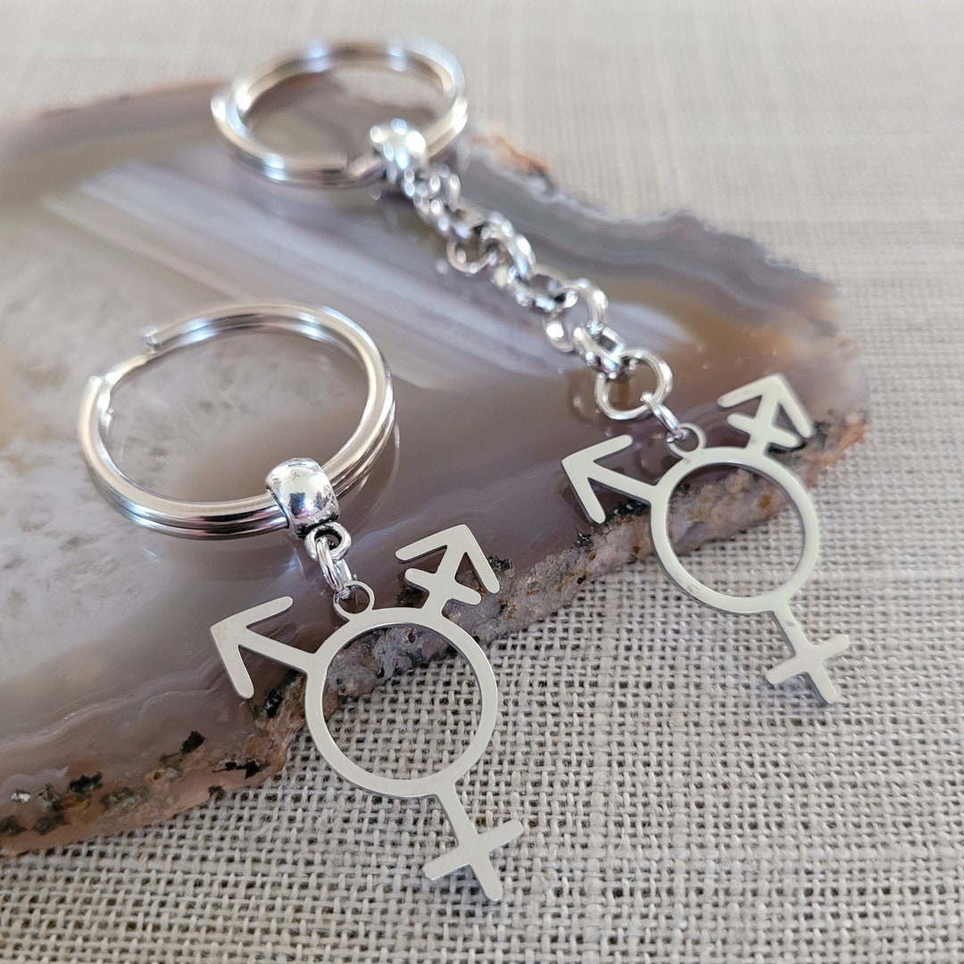 Transgender Keychain, Backpack or Purse Charm, Zipper Pull, Stainless ...
