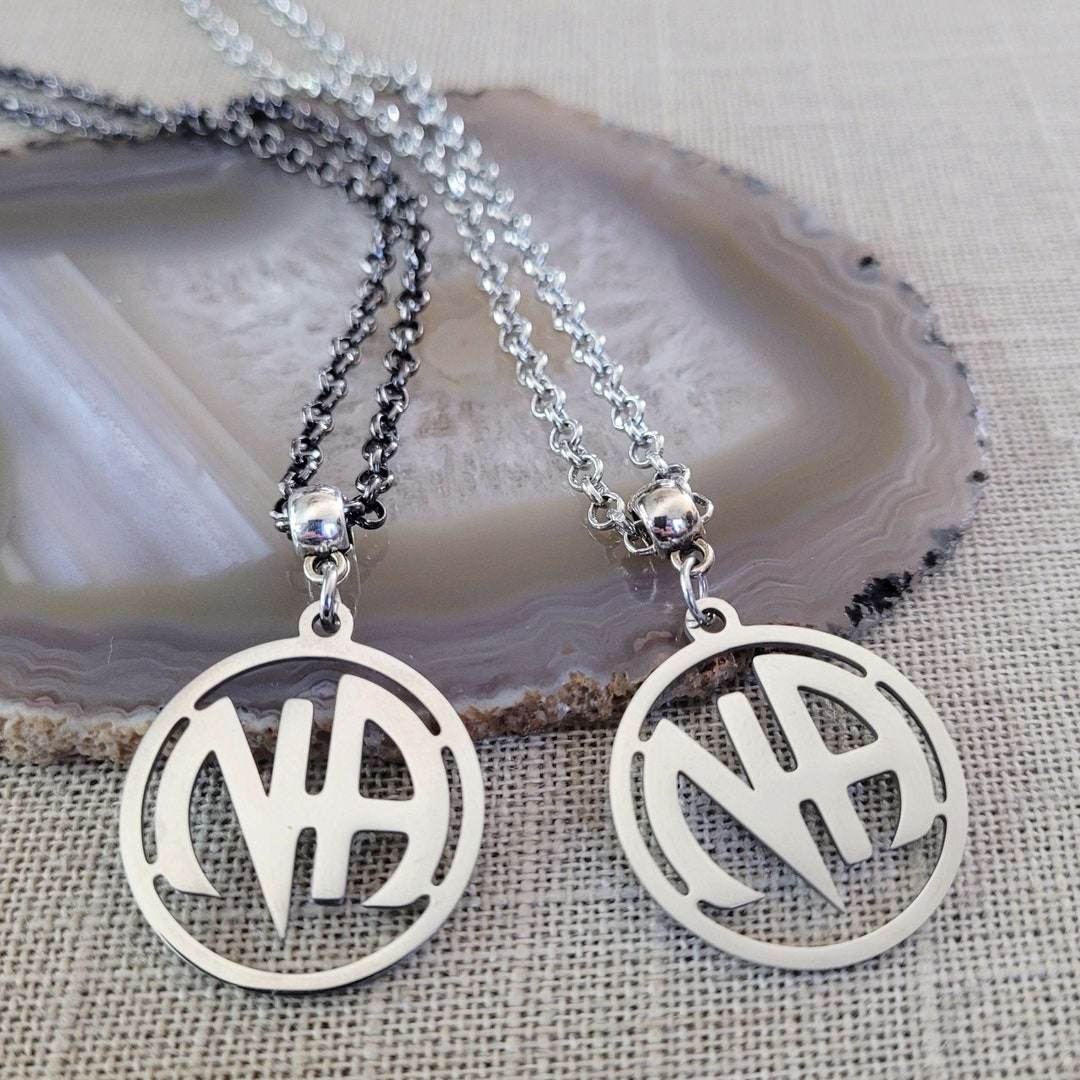 Narcotics Anonymous Necklace, Your Choice of Gunmetal or Silver Rolo ...