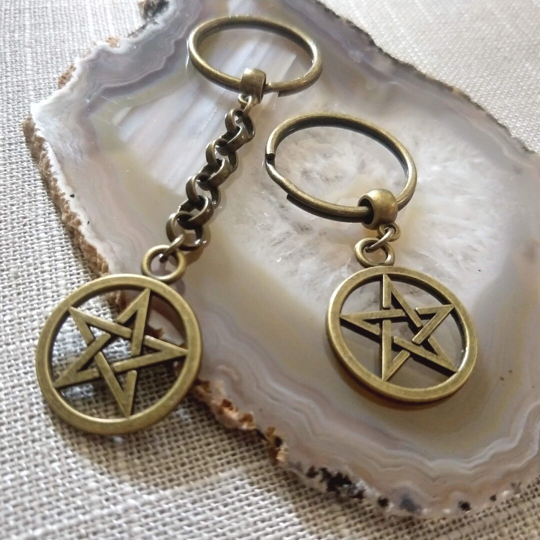 Pentagram Keychain, Wiccan Key Ring, Zipper Pulls Backpack Charms ...