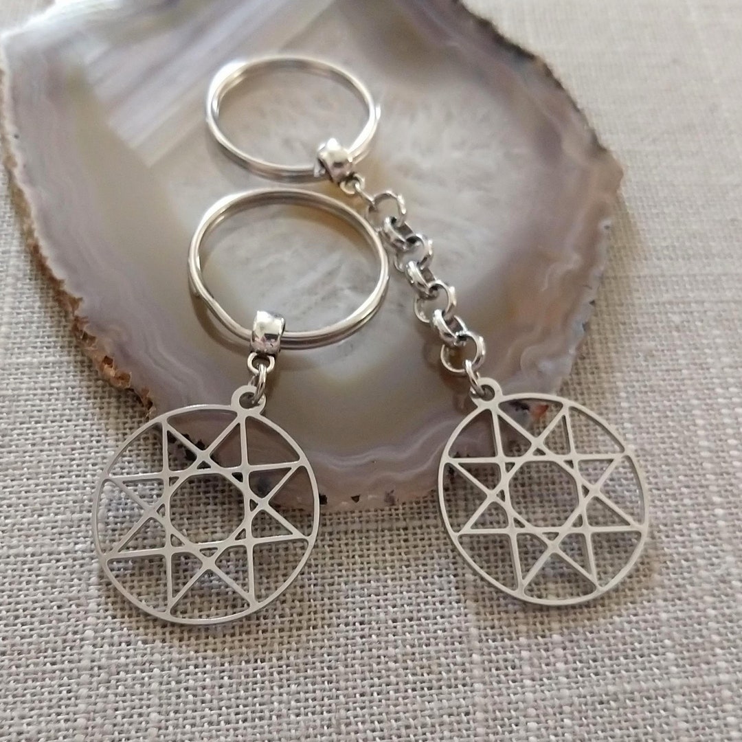 Octogram Keychain Eight Pointed Star Backpack or Purse Charm - Etsy