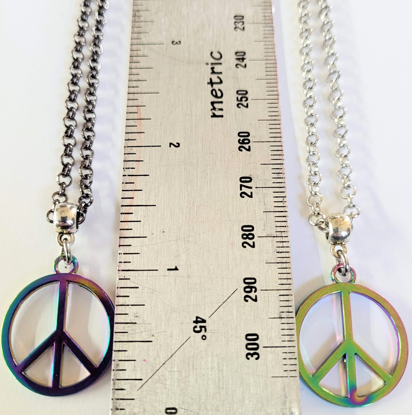 Iridescent Peace Sign Necklace: Anodized Titanium Rolo Chain - Etsy