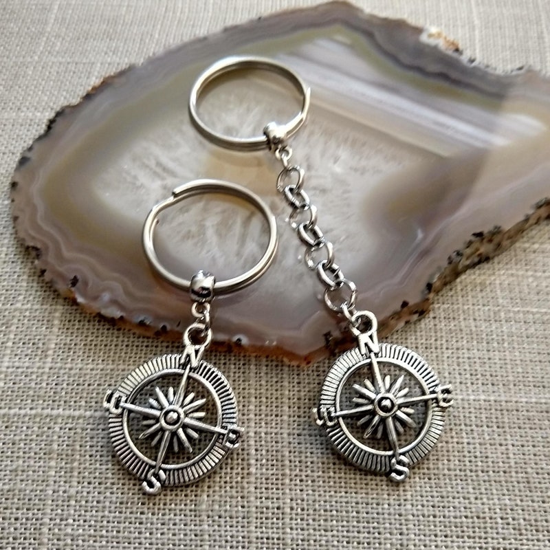 Engraved Compass Keychain - Etsy
