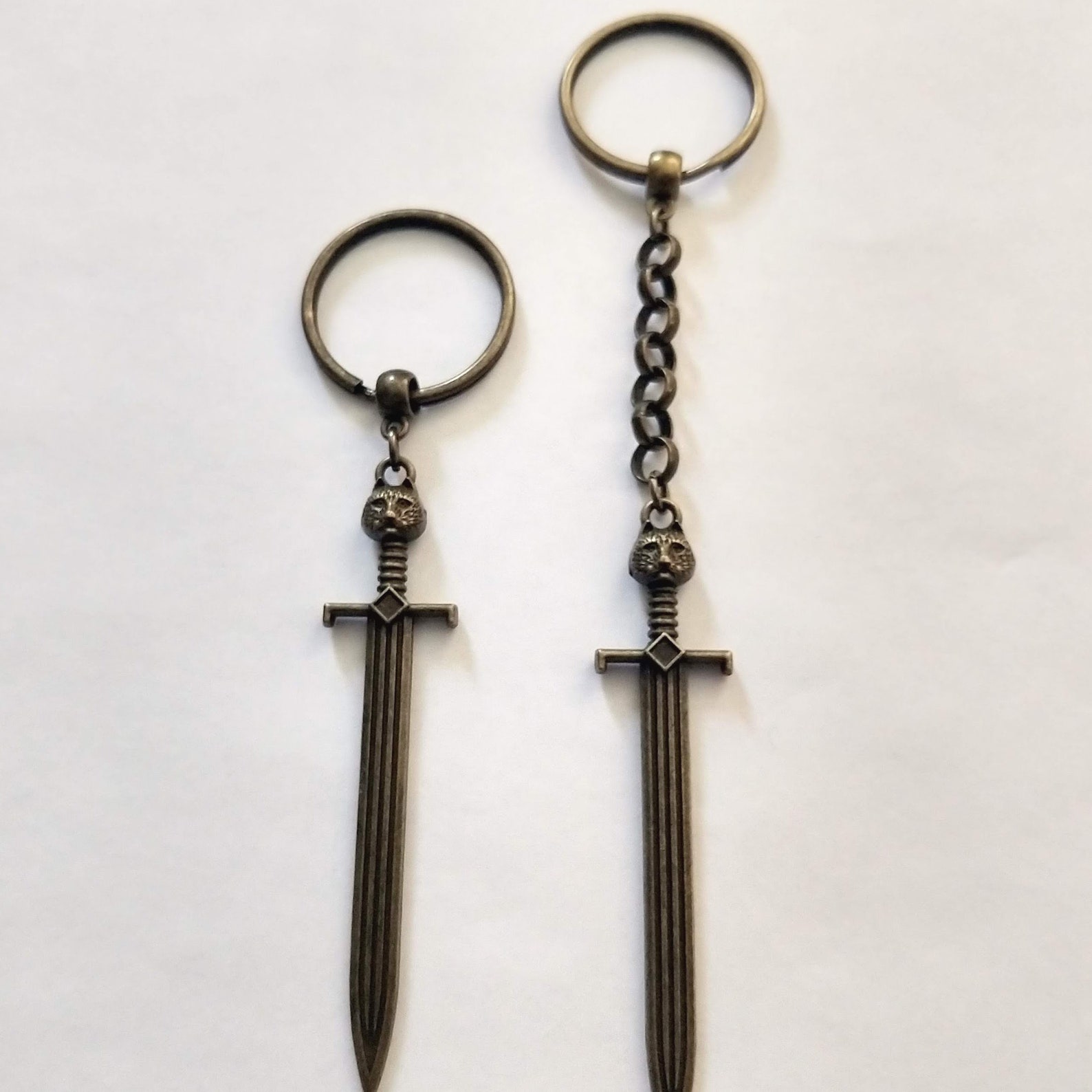 Cat Sword Keychain Brown Sword With Cat Head Hilt Zipper - Etsy