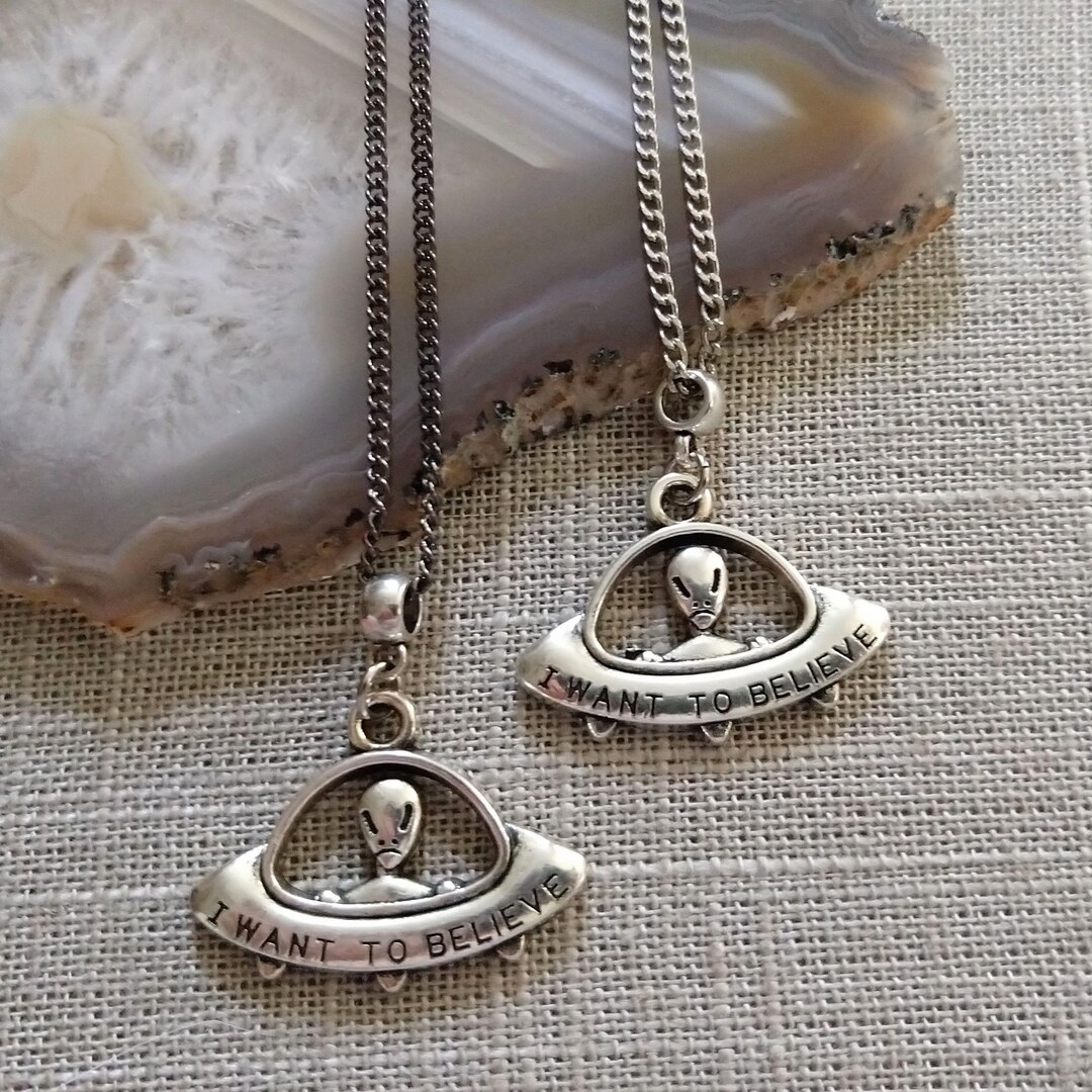 Alien Spaceship Necklace UFO Jewelry on Your Choice of - Etsy