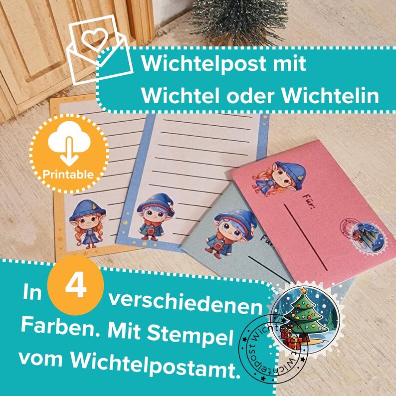 Printable Secret Santa Mail Set | Stationery & Envelopes for Christmas ...