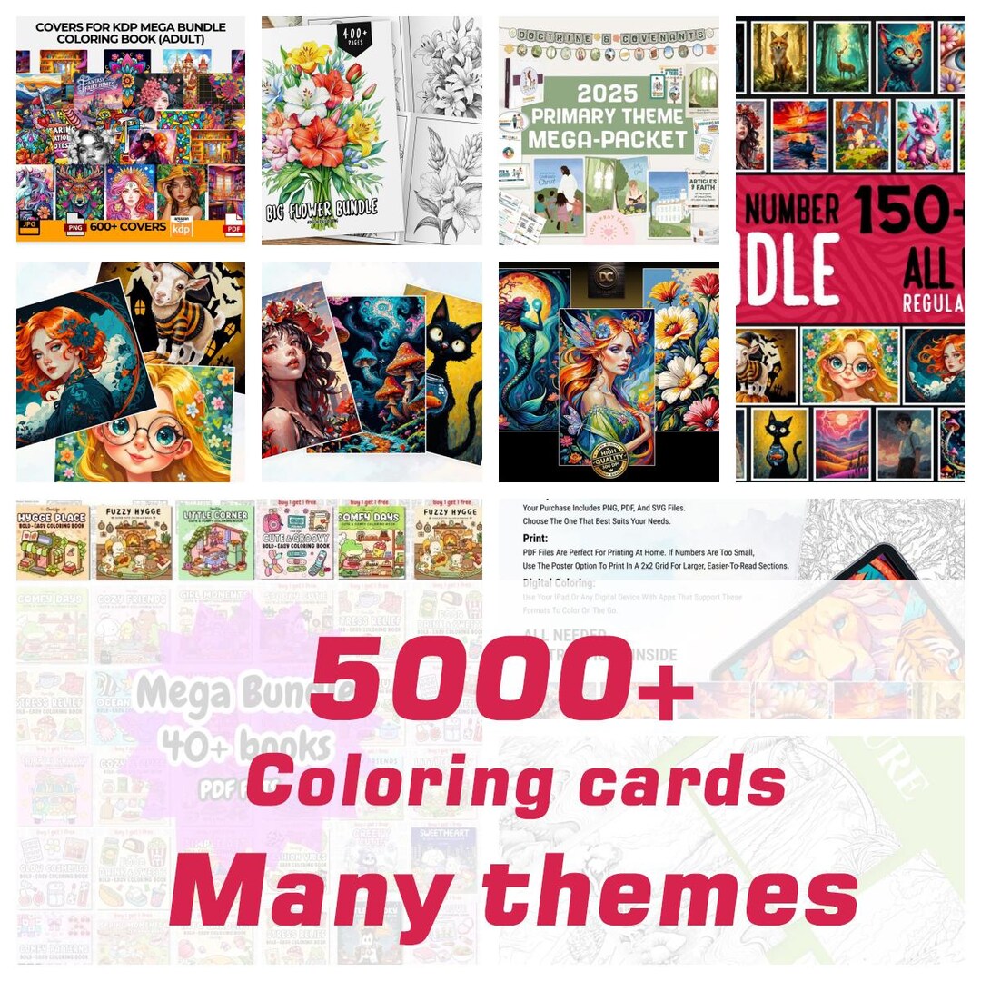 Coloring Pages 5000+/coloring Book Bundle/stress Relief/instant ...