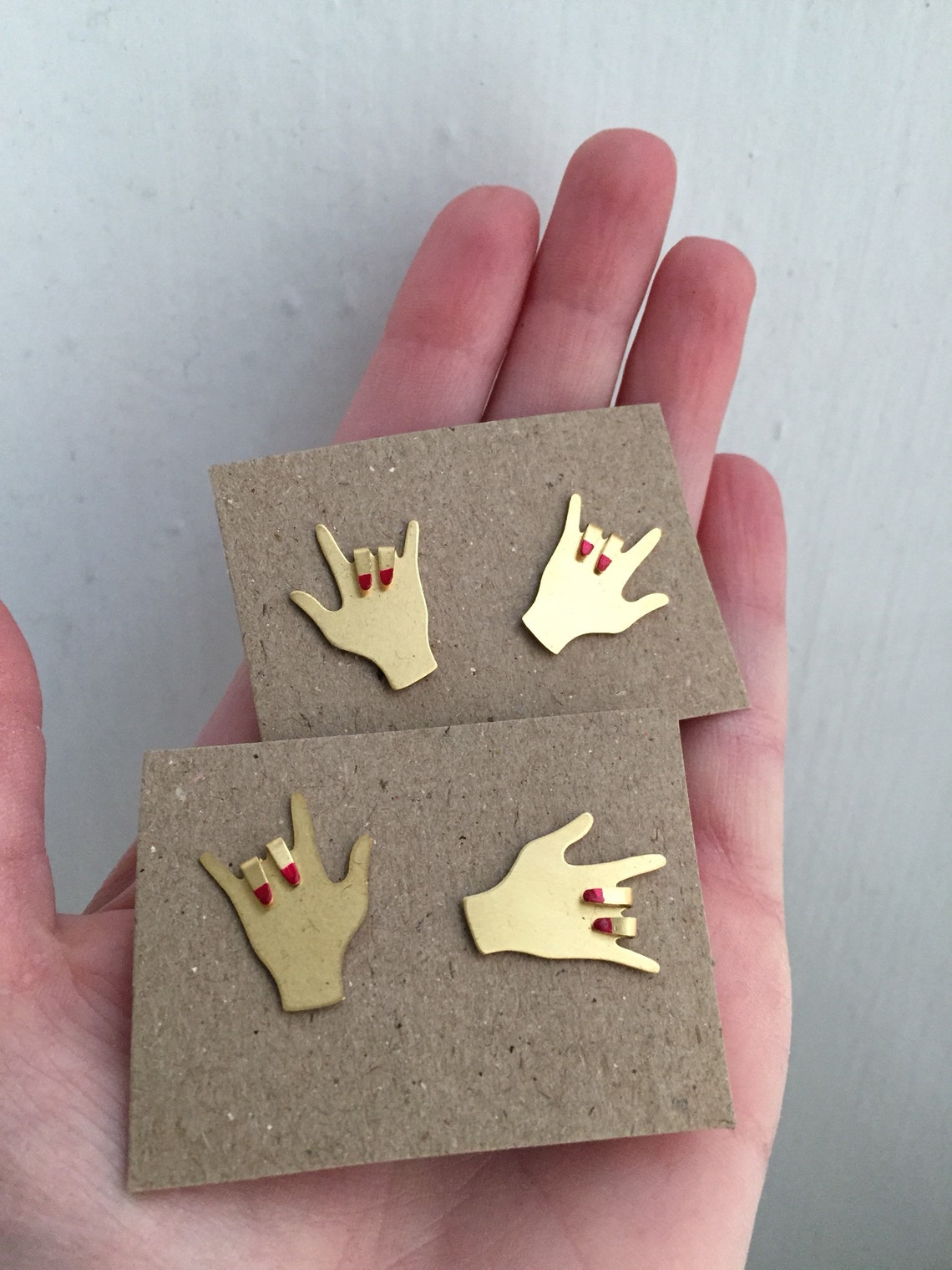Hand Sign Language Stud Earrings - Etsy