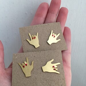 Hand Sign Language Stud Earrings - Etsy