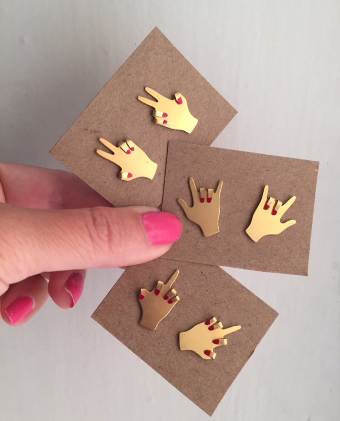 Hand Sign Language Stud Earrings - Etsy