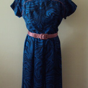 Vintage 50s Royal Blue Swirls Dress - Etsy
