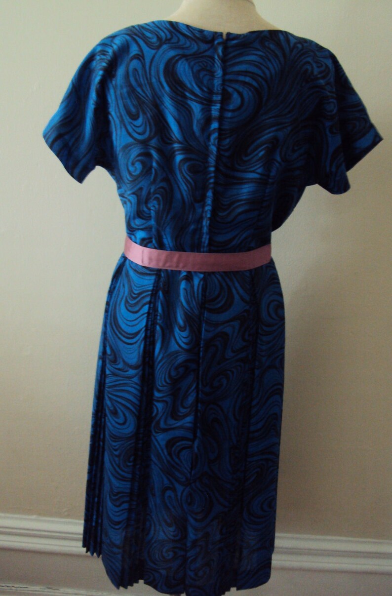 Vintage 50s Royal Blue Swirls Dress - Etsy