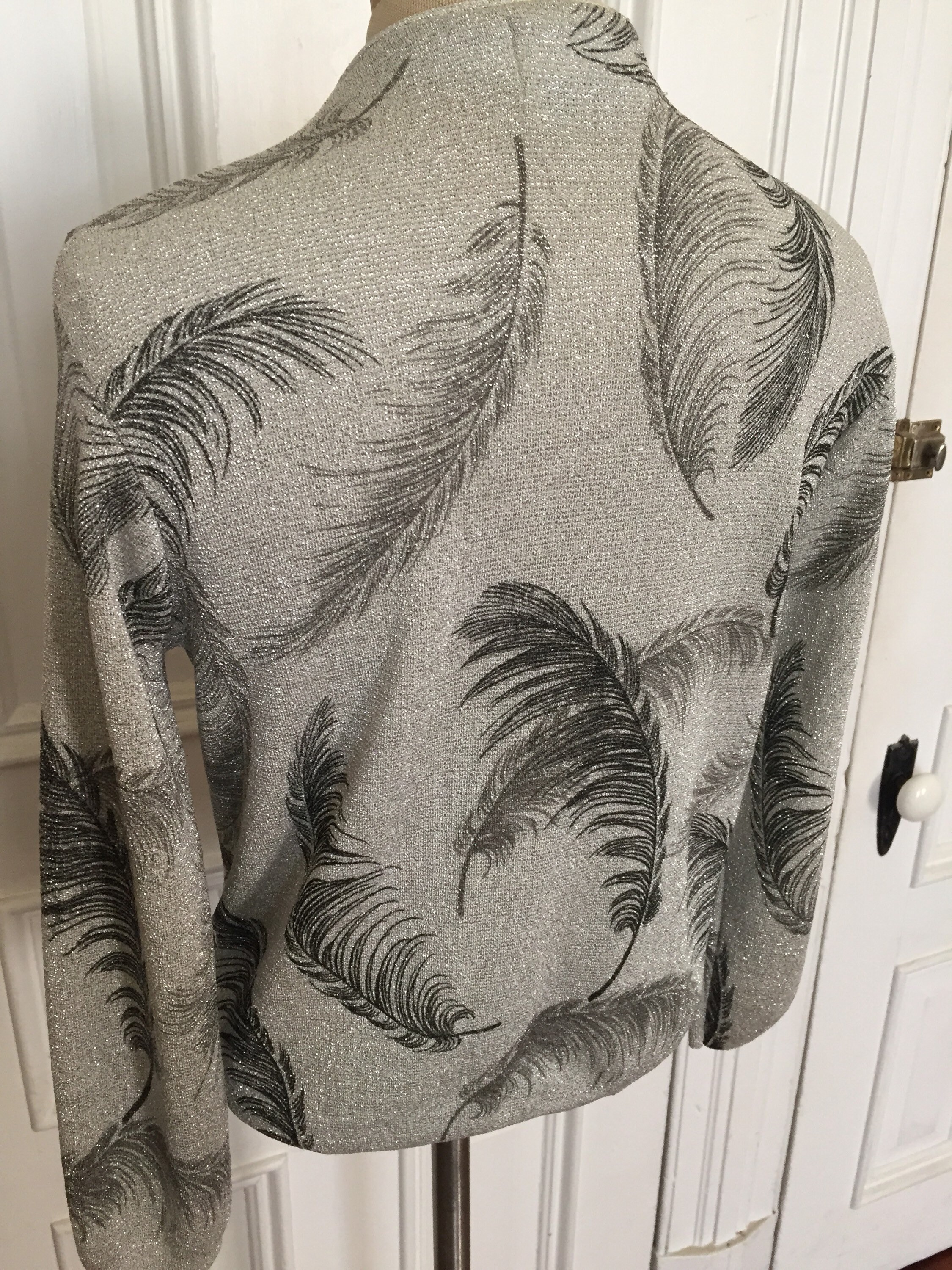 Vintage 1950s Helen Harper Silver Sparkle Feather Print - Etsy