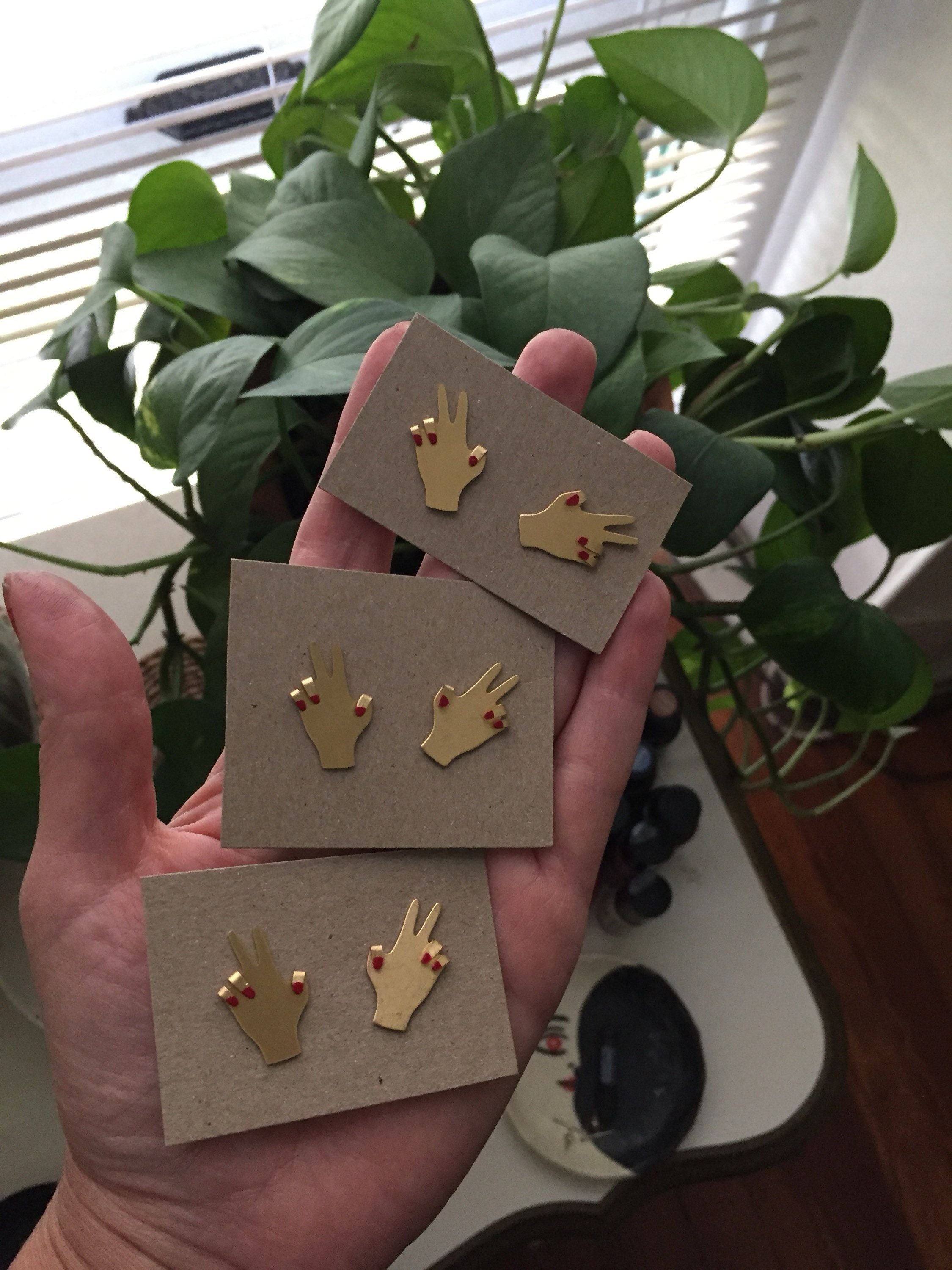 Hand Sign Language Stud Earrings - Etsy