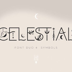 Celestial Fonts, Font Bundle, Cricut Font, Canva Font, Script Font, Fonts, Digital Fonts ...