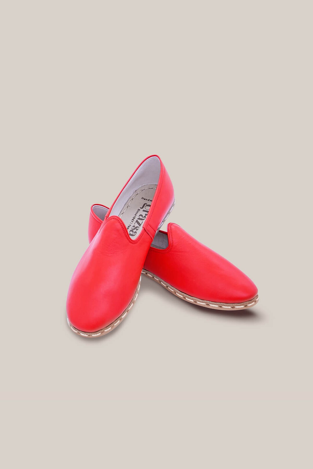 Flame Red Grounding Turkish Shoes, Handmade Leather Shoes Women ...