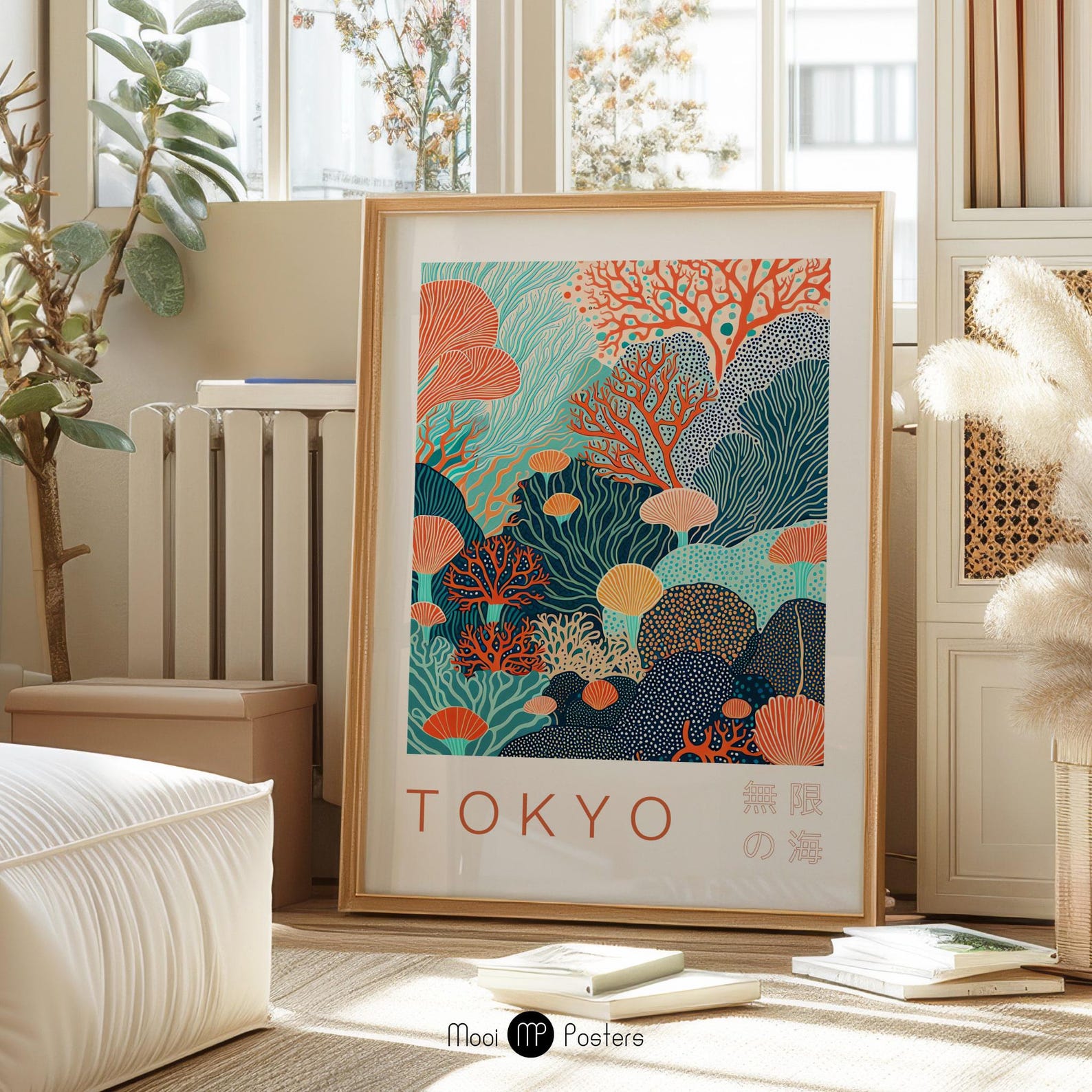 Minimalist Japandi-inspired Green Coral Abstract Wall Art Print for ...
