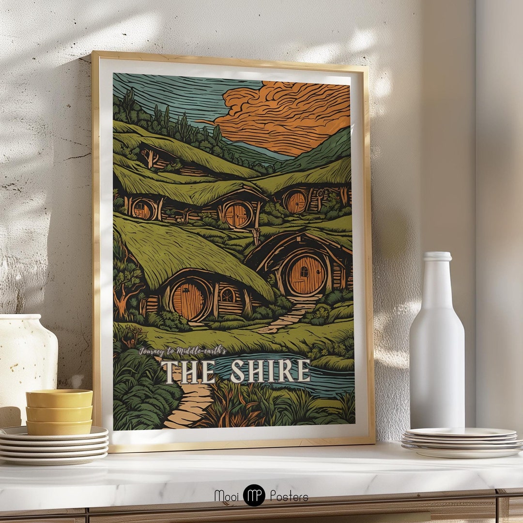 Middle Earth Fantasy Art: the Shire Poster, LOTR Inspired Travel Decor - Etsy