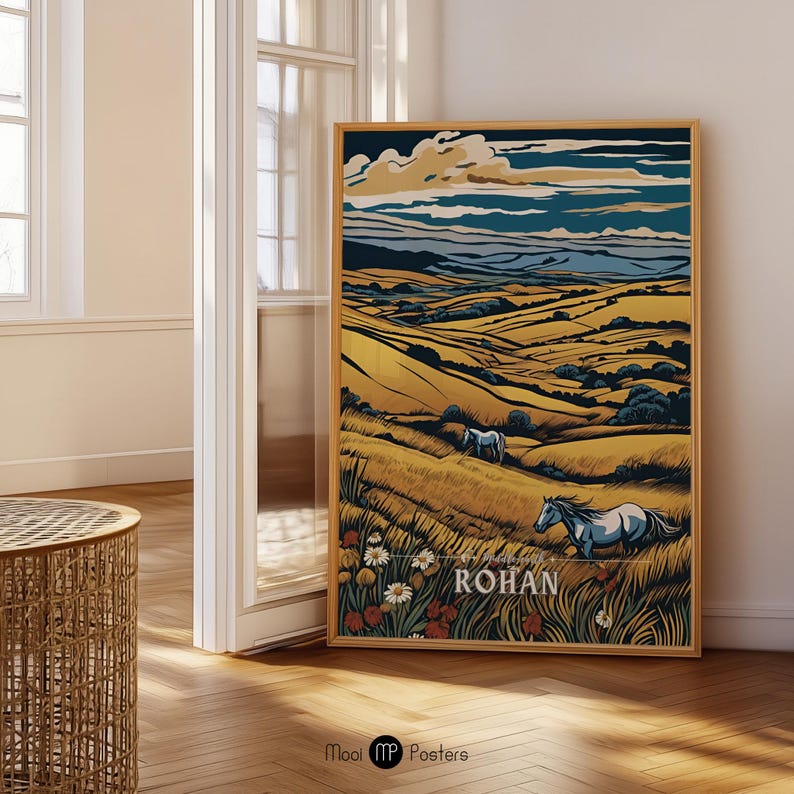 Middle Earth Rohan Inspired LOTR Travel Art Print, Fantasy Wall Decor ...