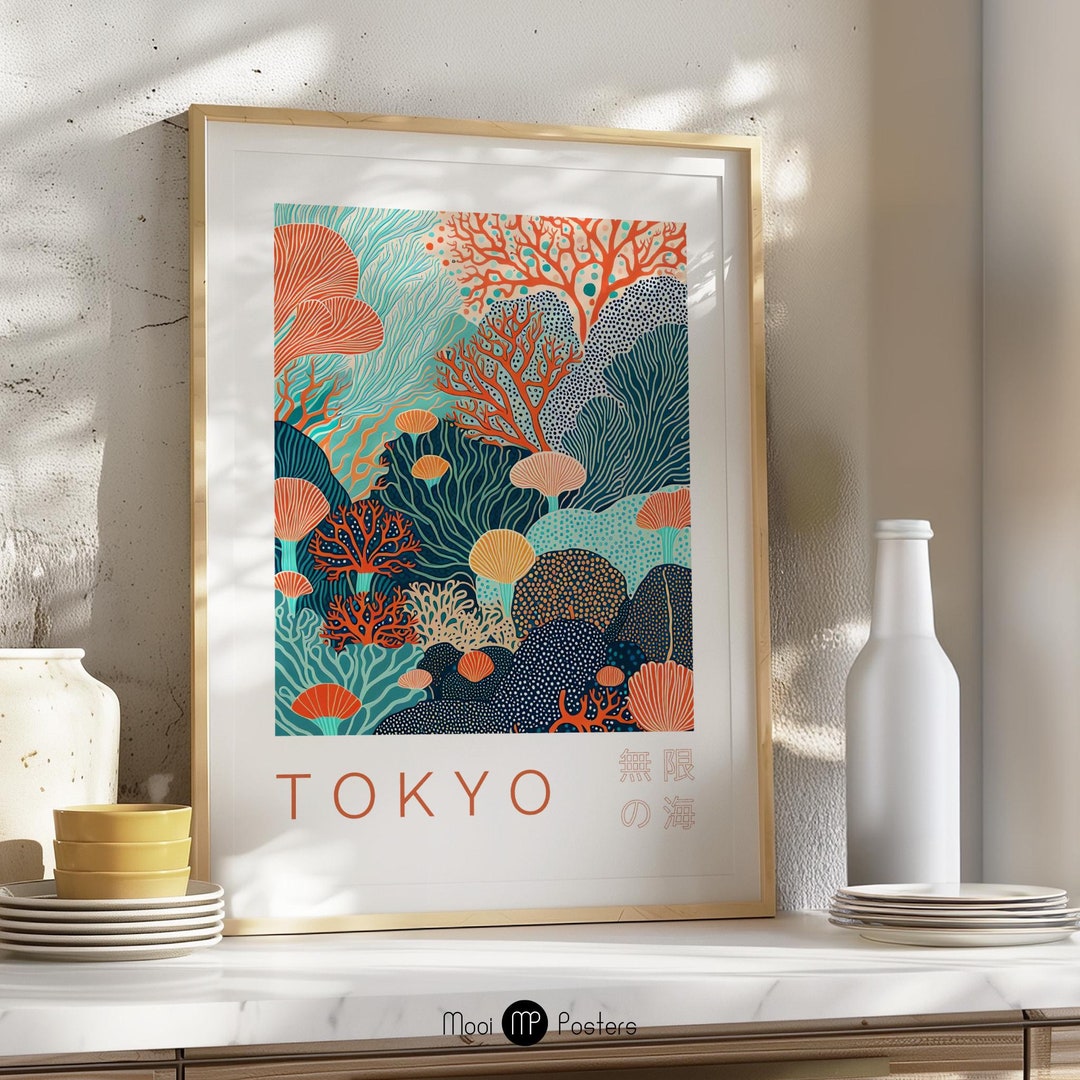 Minimalist Japandi-inspired Green Coral Abstract Wall Art Print for ...