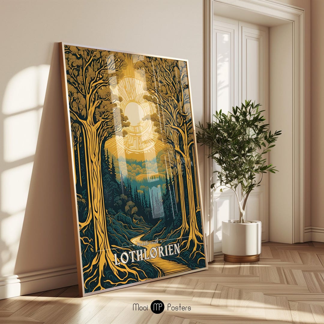 Middle Earth Fantasy Art: Lothlorien Poster, LOTR Inspired Travel Decor ...