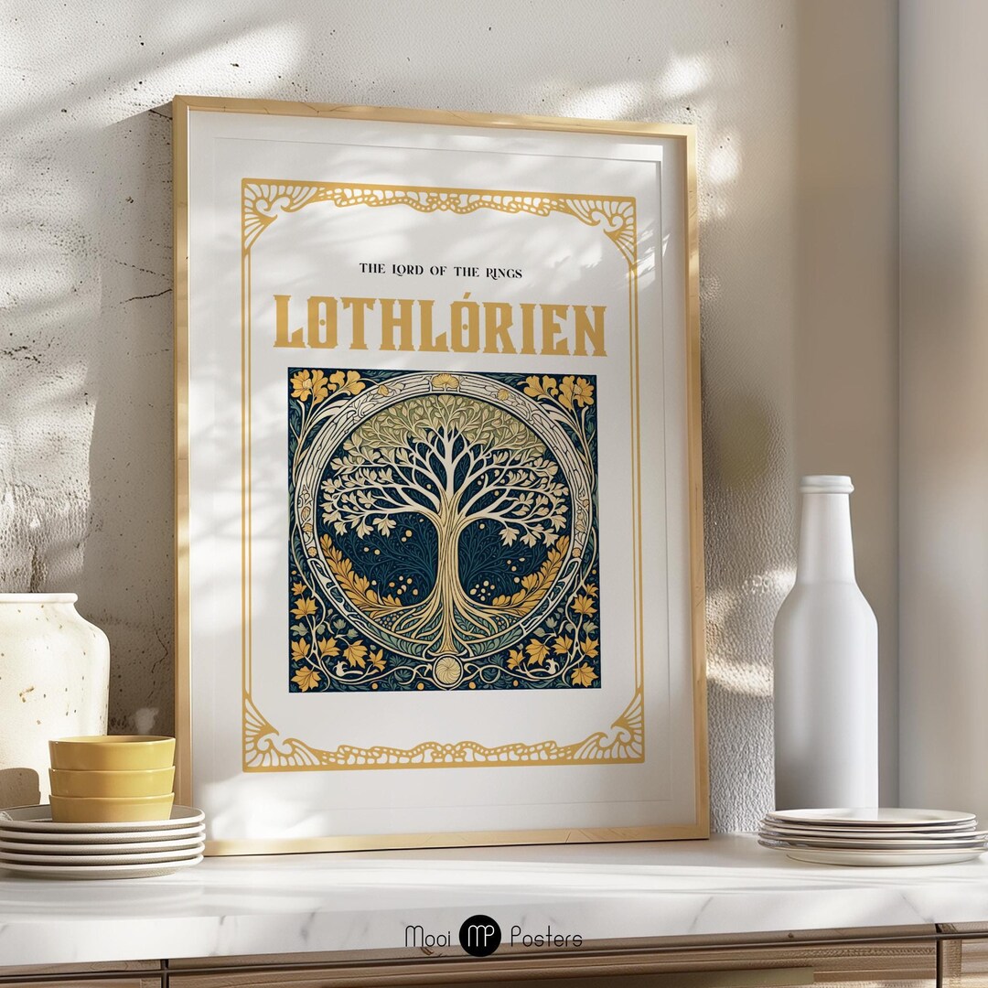 Middle Earth Lothlorien Crest: LOTR Elven Kingdom Digital Wall Art ...