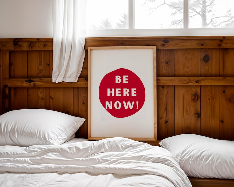 Be Here Now Print, Typography Poster, Inspirational Poster, Yoga Studio ...