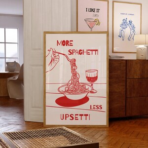 More Spagetti Less Upsetti , Spaghetti Poster, Retro Food Print ...