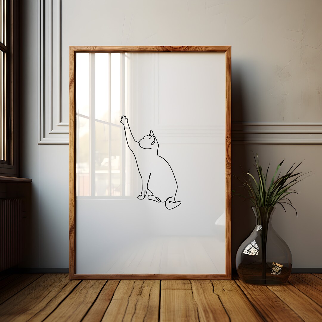 Line Art Cat Drawing , Cat Printable Wall Art, Minimalist Cat Wall Art ...