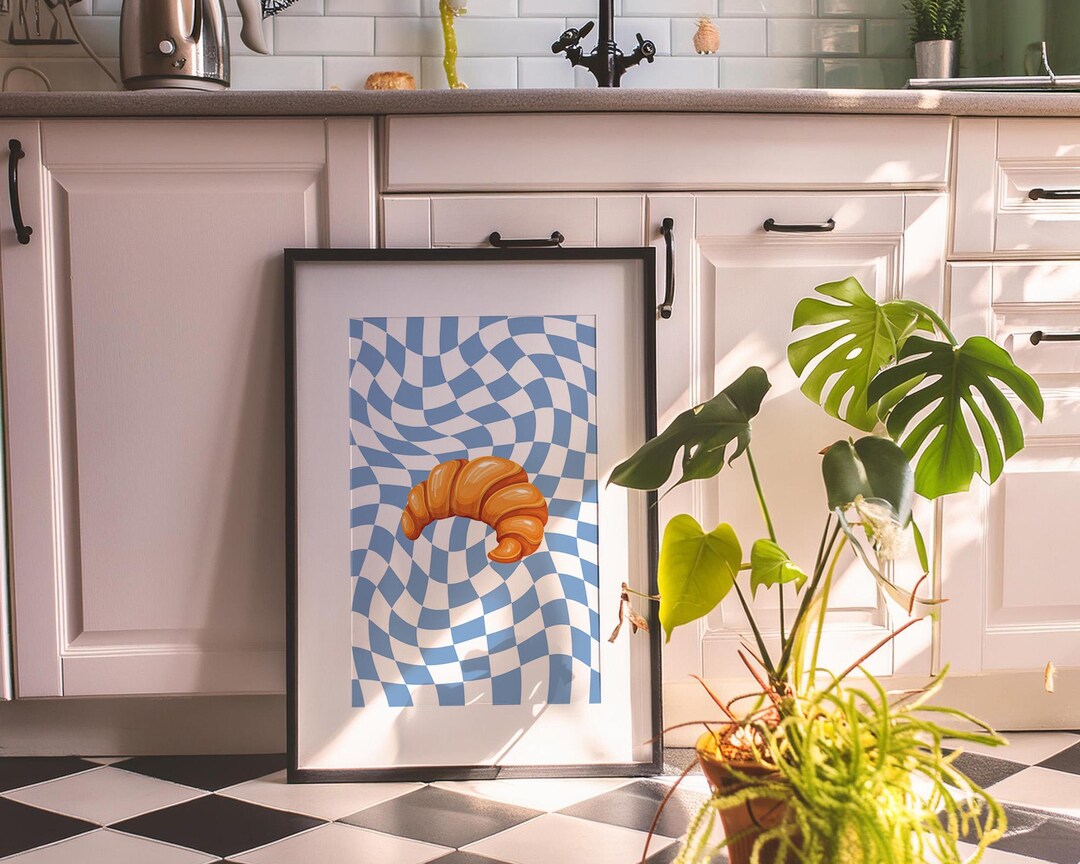Croissant Print, French Croissant Poster, Kitchen Poster, Retro ...