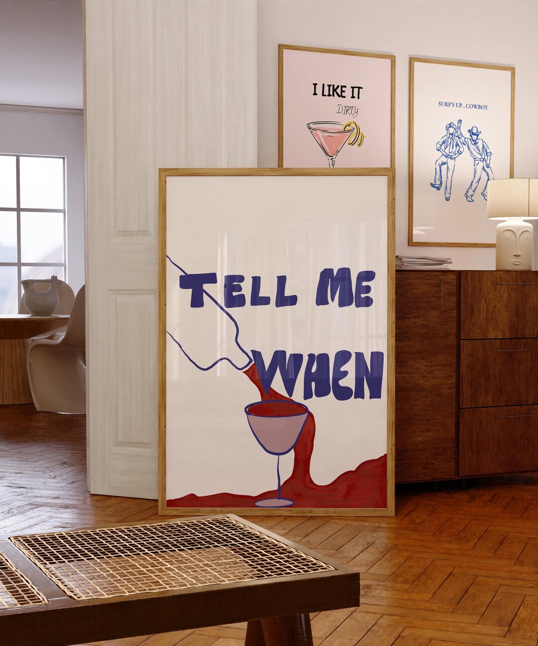 Tell Me When Print, Modern Kitchen Print, Bar Cart Decor, Wine Print ...