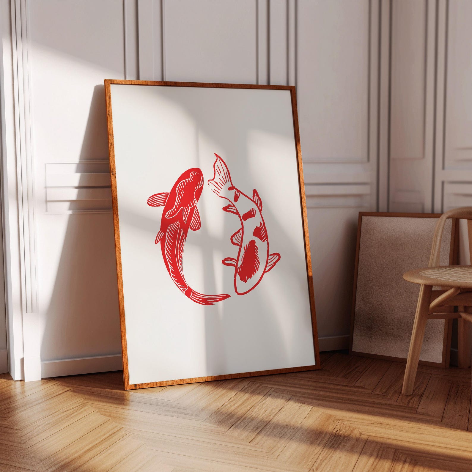 Red Fish Wall Art , Koi Fish Print , Red Fish Retro Print , Red Fish ...