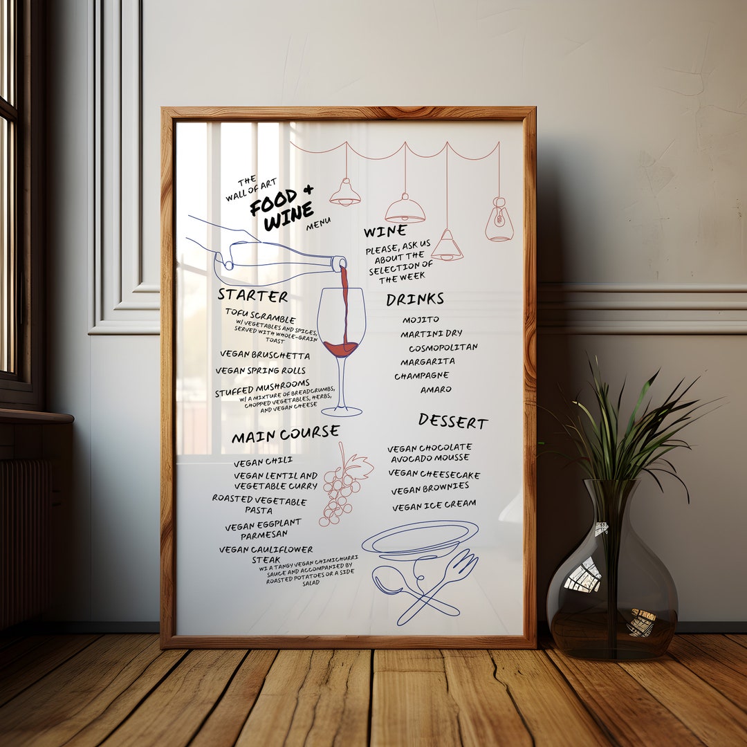 Menu Wall Art, Menu Poster, Kitchen Wall Art, Kitchen Poster , Kitchen ...