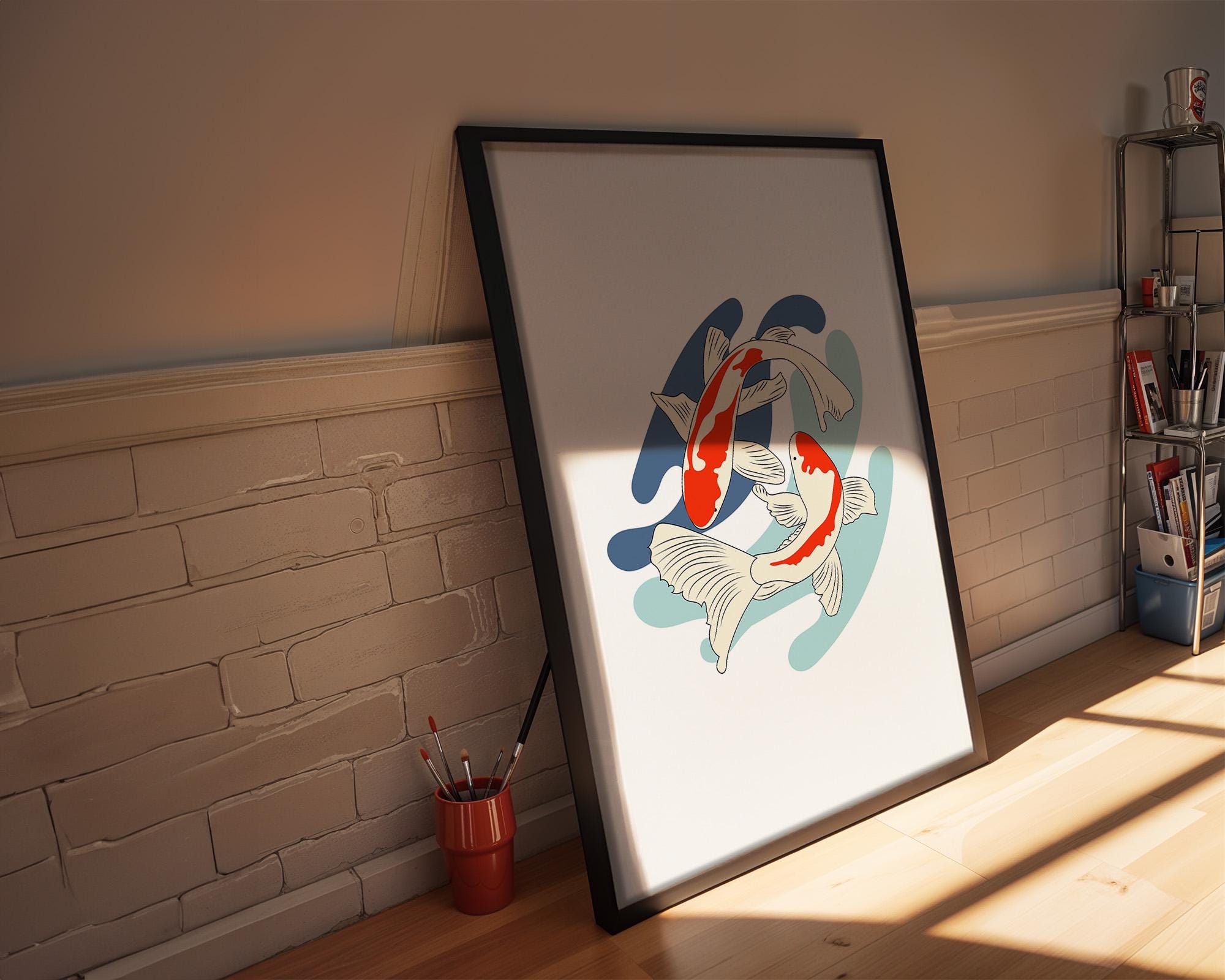 Colorful Fish Poster , Koi Fish Print , Colorful Fish , Retro Print ...