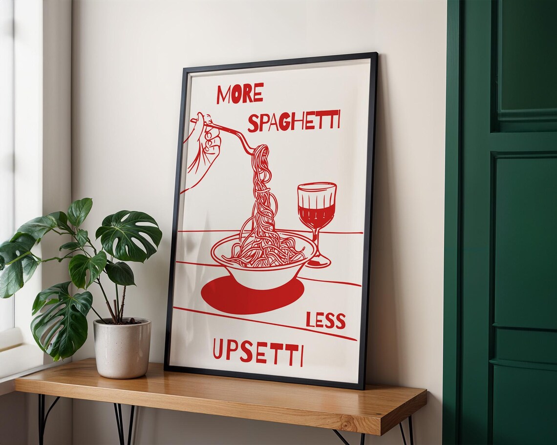 Retro Spaghetti Print, Pasta Lover Kitchen Art (digital Print) - Etsy