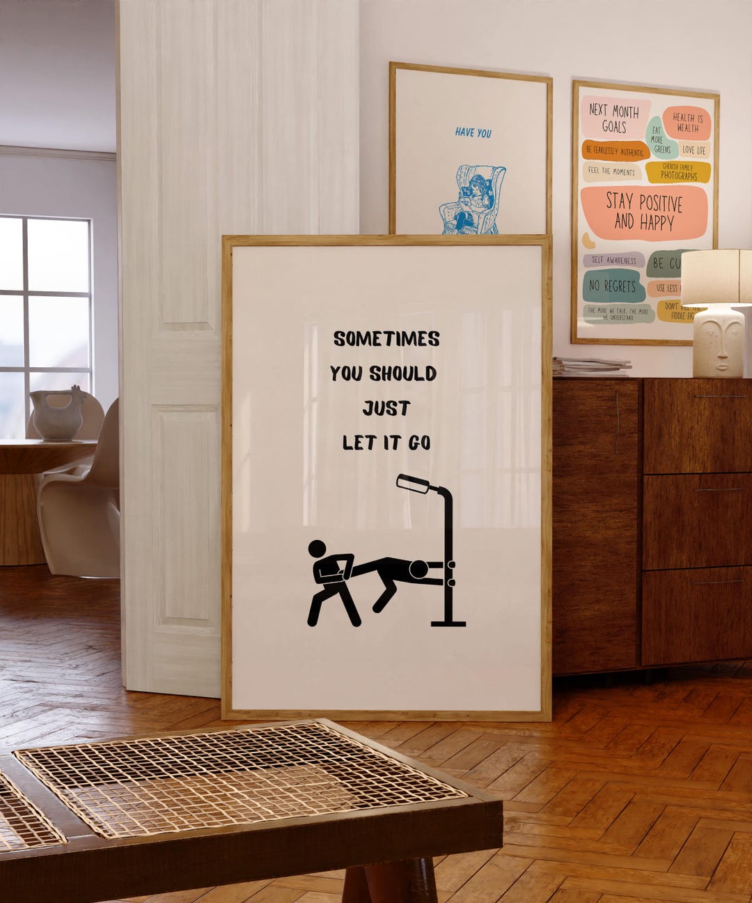 Funny Wall Art , Retro Office Poster , Inspirational Wall Art , Let It ...