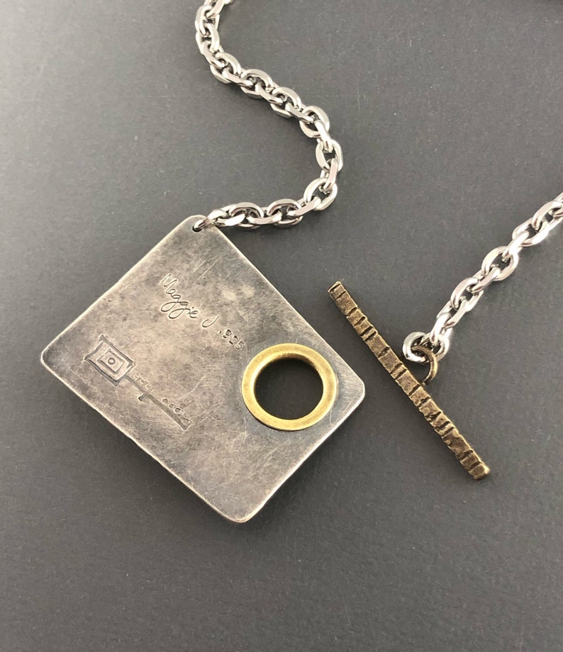 Front Toggle Clasp Necklace Sterling Silver Mixed Metal Etsy
