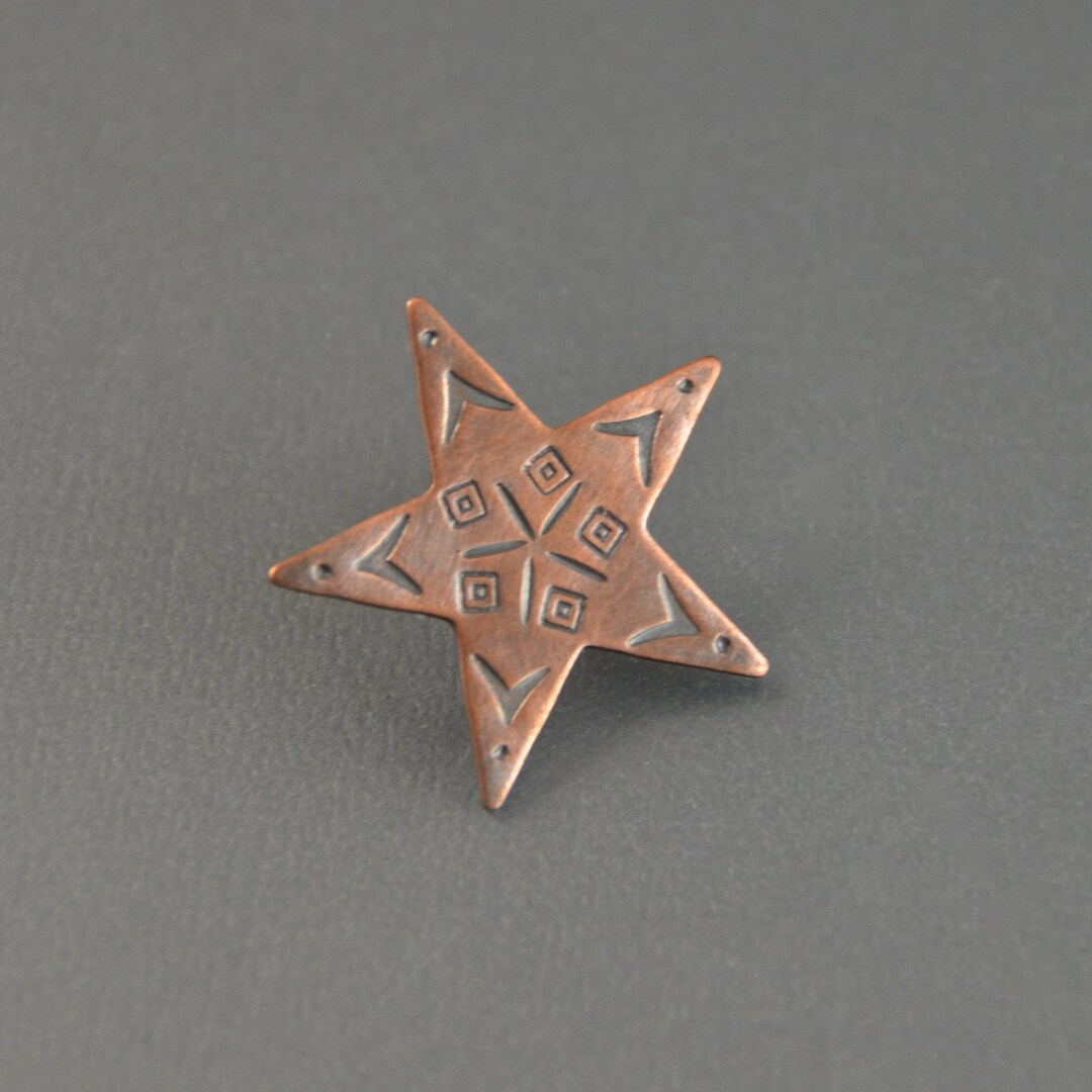 Copper Star Pin, Hand Stamped Copper, Small Copper Star Pin, Star ...
