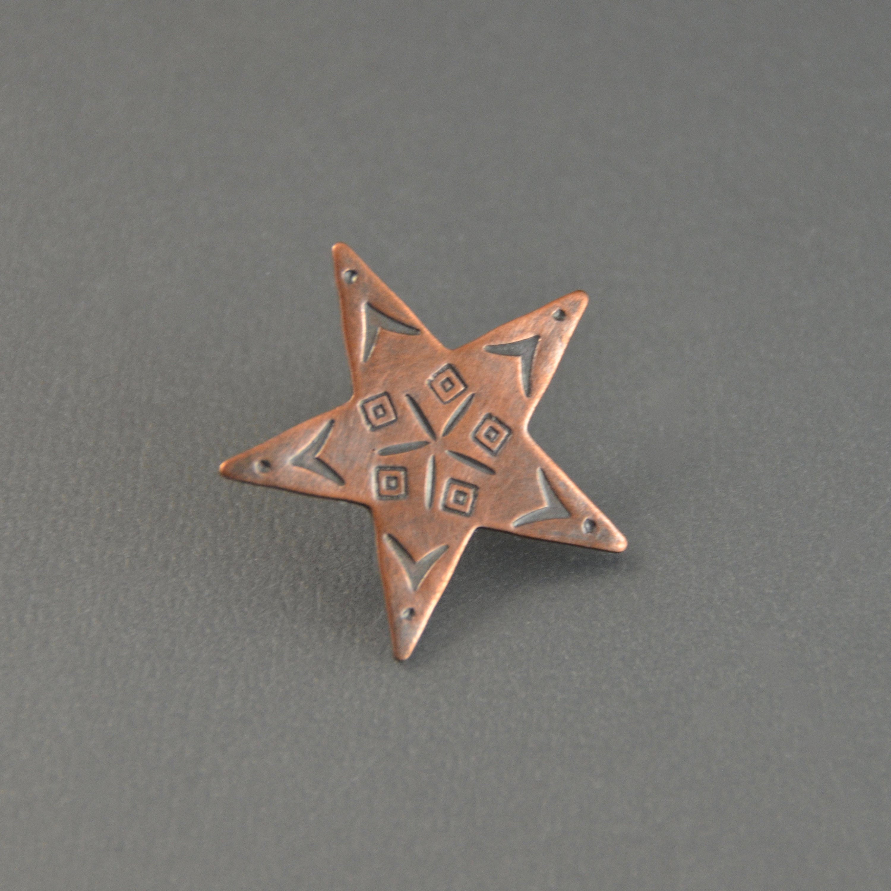 Copper Star Pin, Hand Stamped Copper, Small Copper Star Pin, Star ...