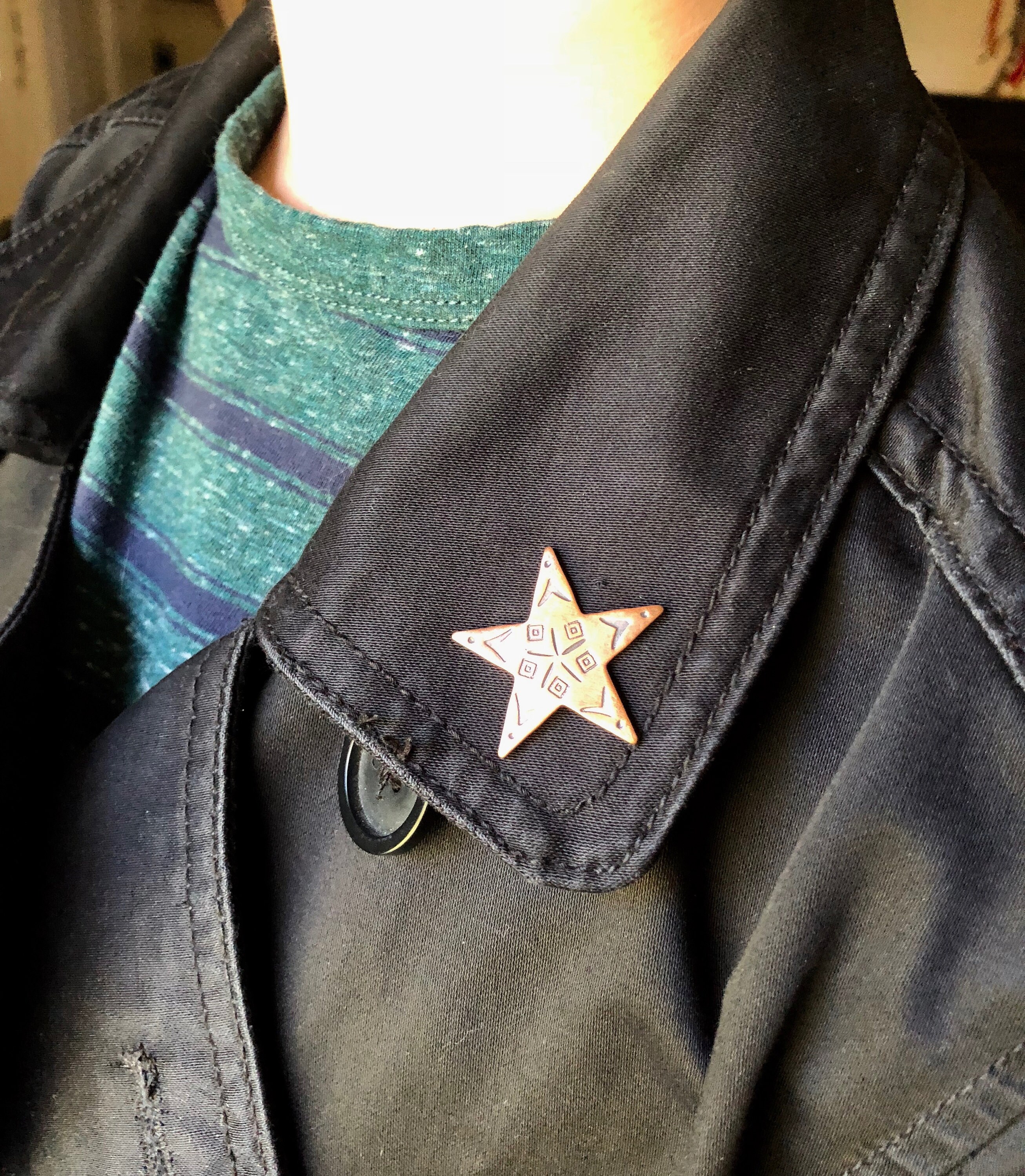 Copper Star Pin, Hand Stamped Copper, Small Copper Star Pin, Star ...