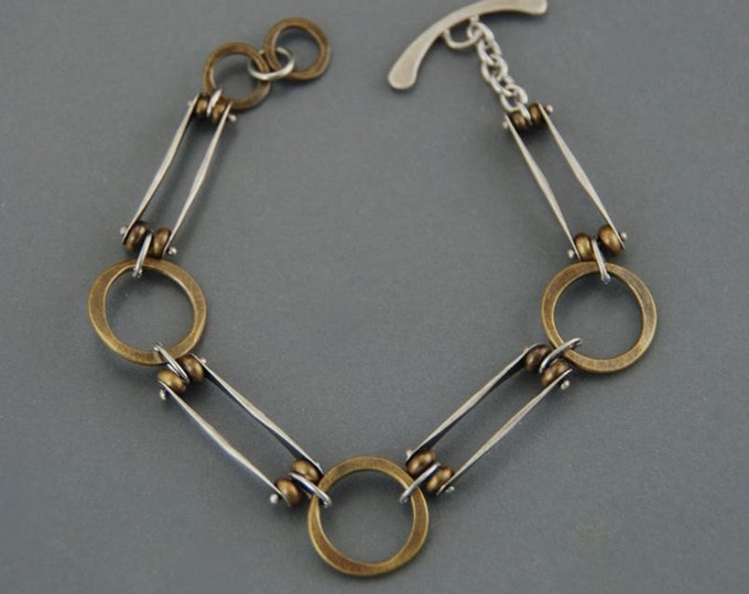 Mixed Metal Bracelet, Sterling Silver Bracelet, Brass Bracelet ...