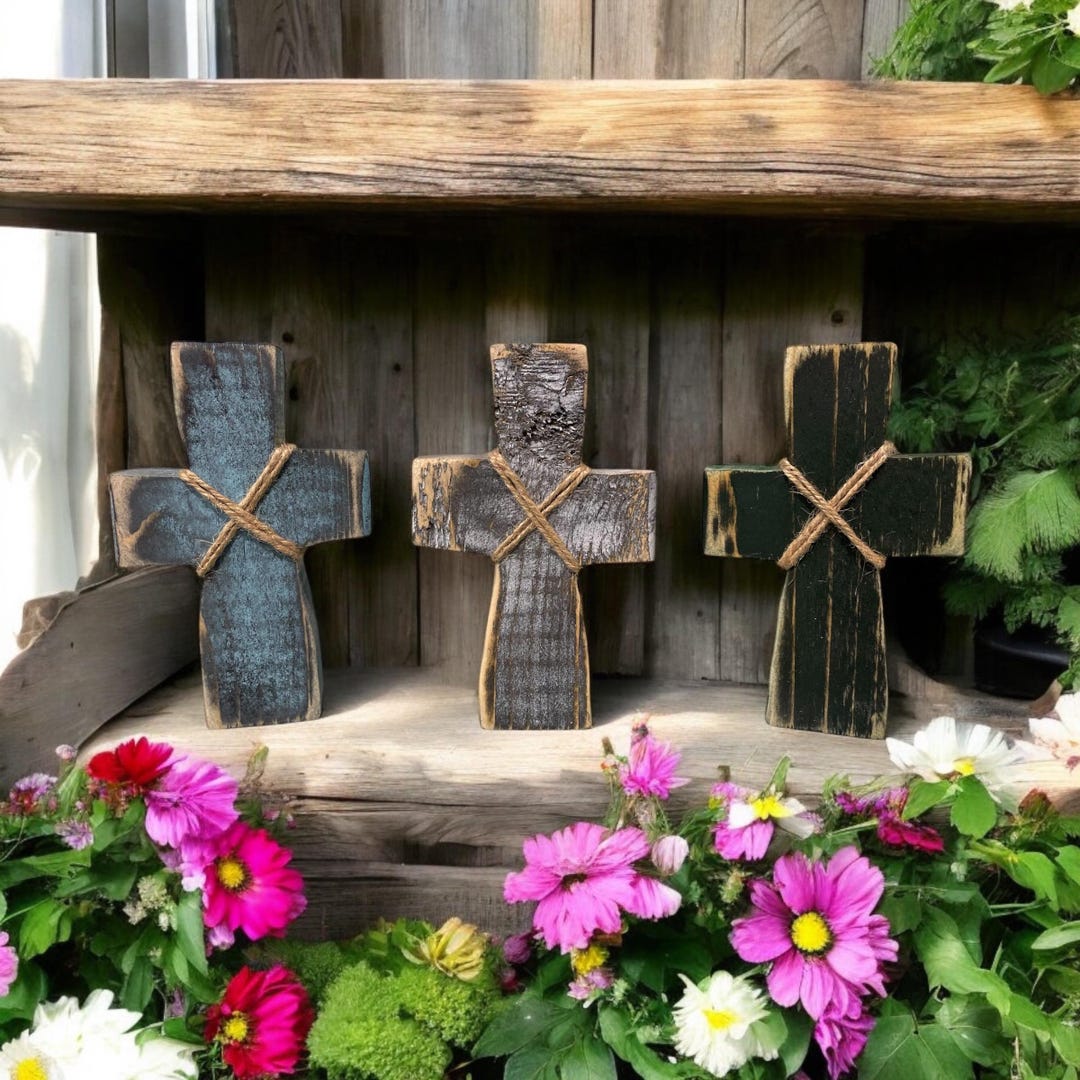 Farmhouse Cross Wooden Cross Rustic Cross Cross Tier Tray Decor ...