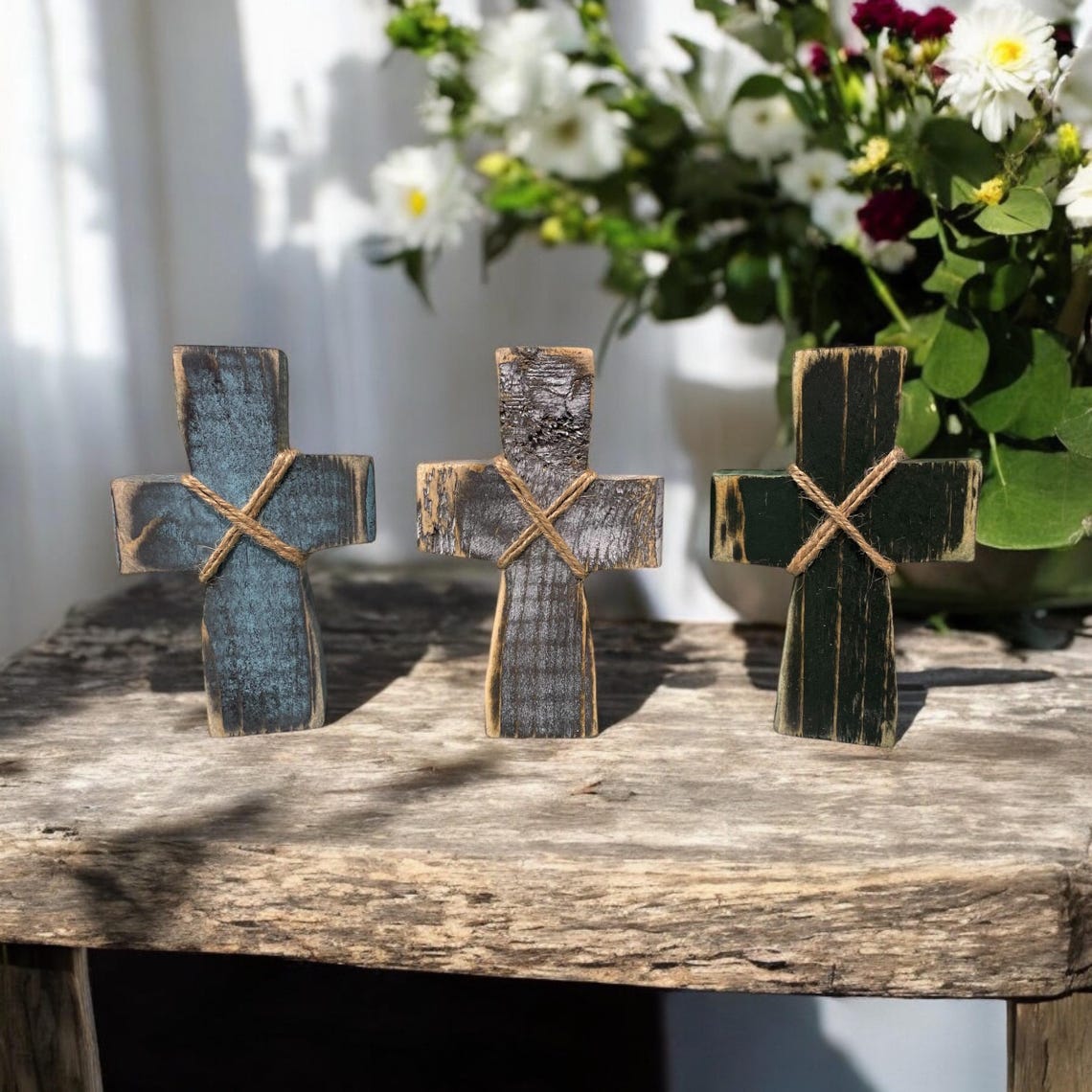 Farmhouse Cross Wooden Cross Rustic Cross Cross Tier Tray Decor ...