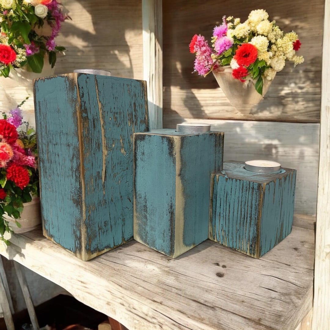 Wooden Candle Block Set Candle Holder Tea Light Candle Holder Candle ...