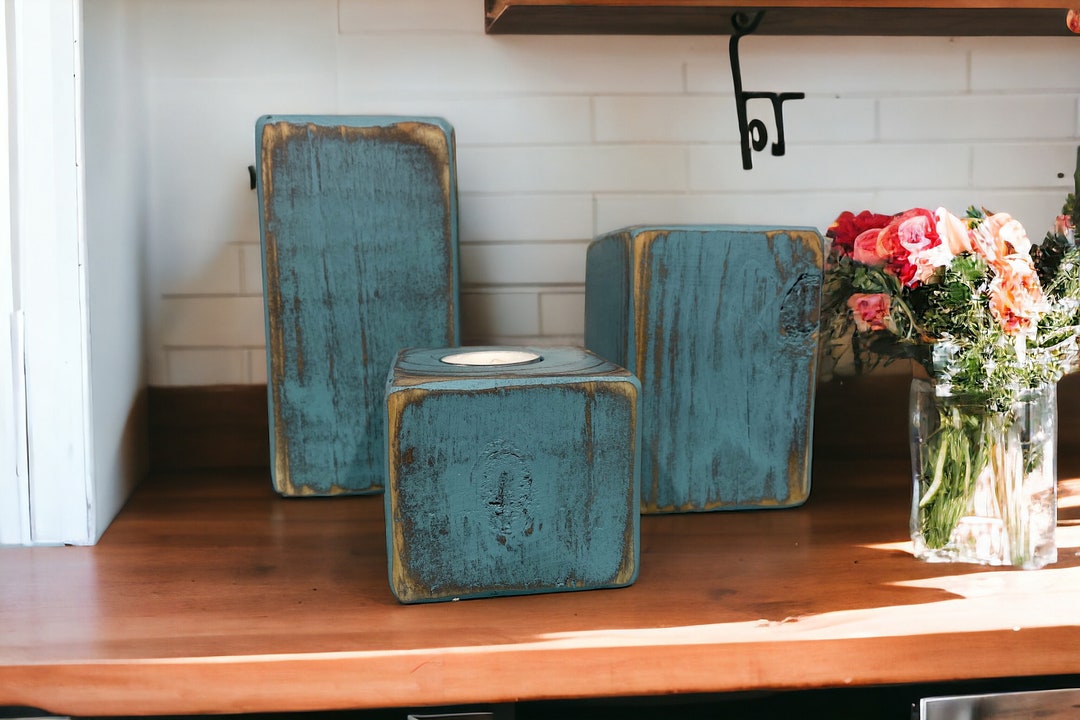 Wooden Candle Block Set Candle Holder Tea Light Candle Holder Candle ...