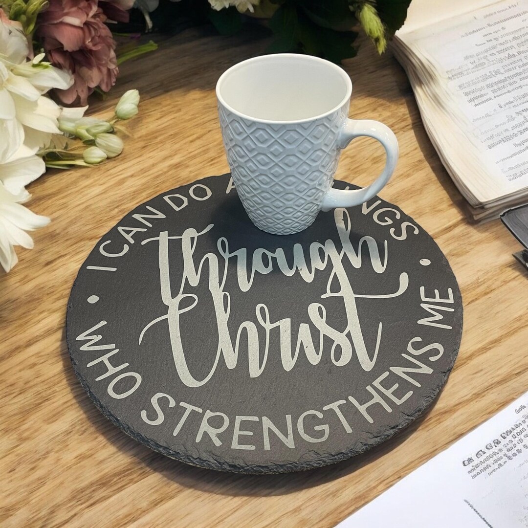 Laser Engraved Slate Round Centerpiece Tray Laser Engraved Slate ...