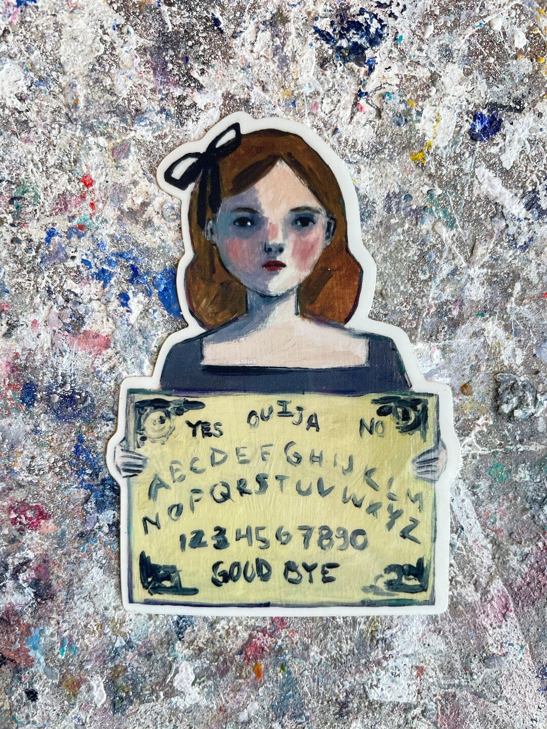 Mildred - Girl With a Ouija Board Sticker. Clear Vinyl Sticker ...