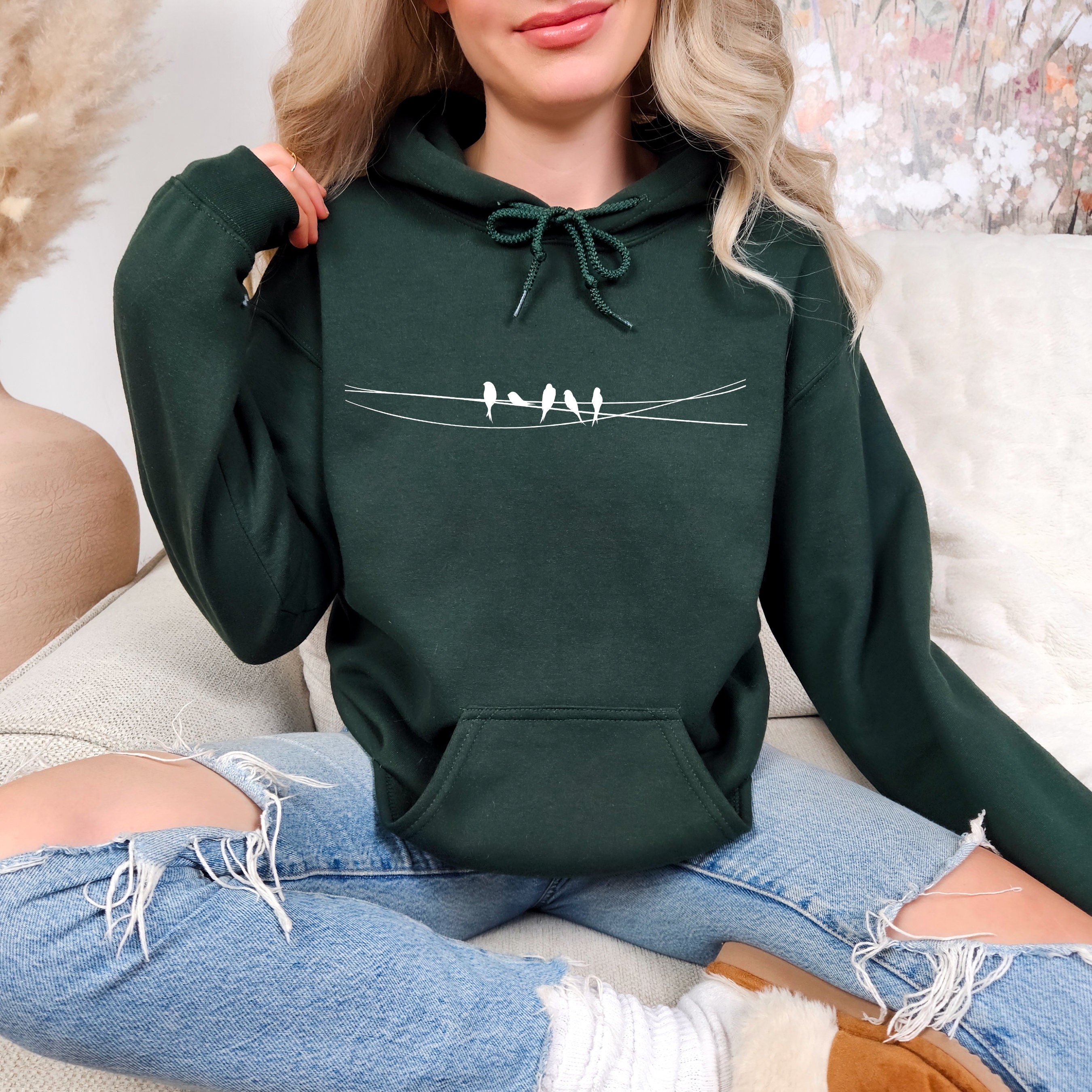 Birds on A Wire Hoodie, Bird Lover Hoodie, Bird Watching Hoodie ...