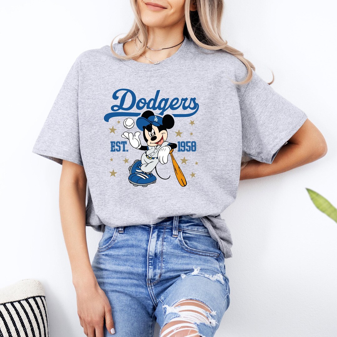 Mickey Mouse Dodgers 1958 Baseball Shirt, Mickey Baseball Shirt, Disney ...
