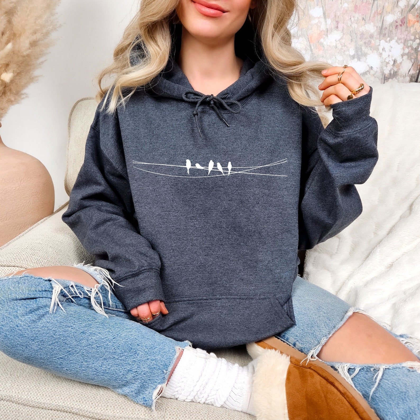 Birds on A Wire Hoodie, Bird Lover Hoodie, Bird Watching Hoodie ...